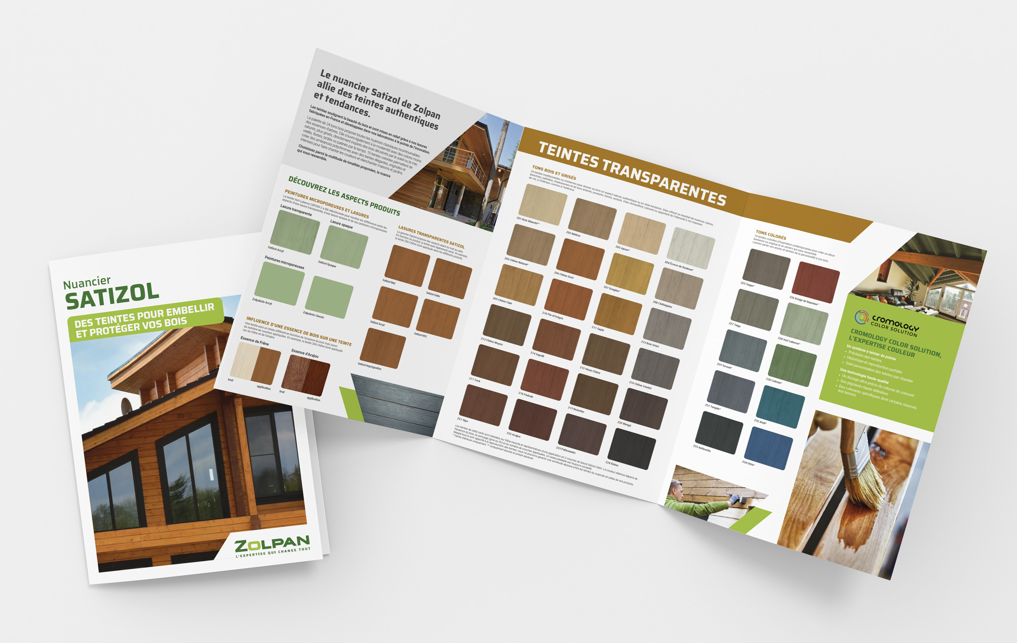 Conception de nuancier de couleurs de lasure Satizol bois par a3dc